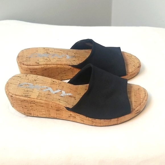 Dkny | Shoes | Rare Dkny Black And Cork Slides Size 7 | Poshmark